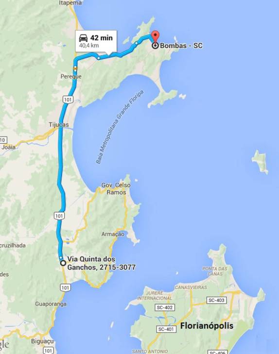 Nosso curto caminho entre a península de Governador Celso Ramos e a ...